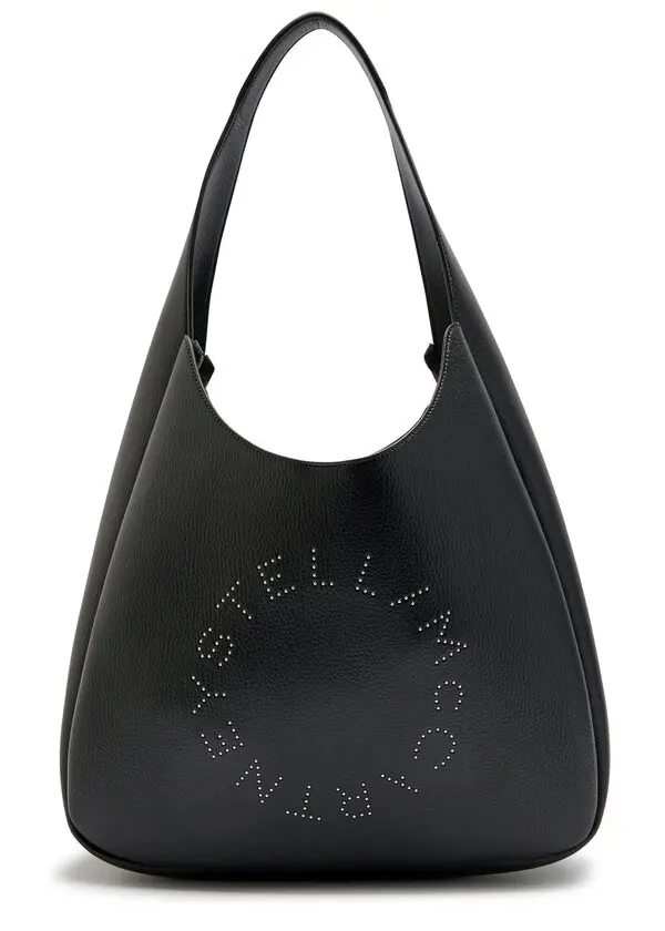 Stella McCartney Logo Faux Leather Shoulder Bag - Black