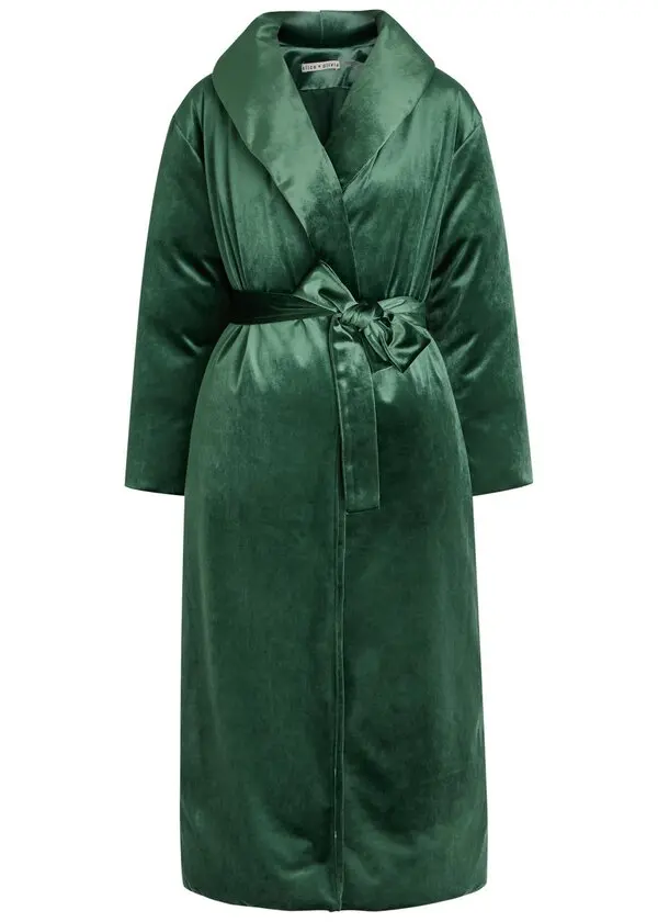 Alice + Olivia Ima Padded Belted Velvet Coat
