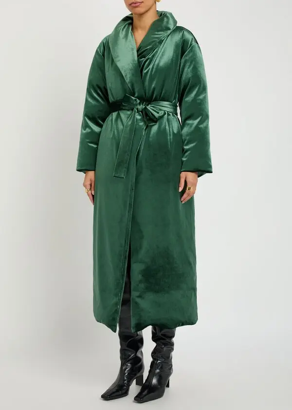 Alice + Olivia Ima Padded Belted Velvet Coat