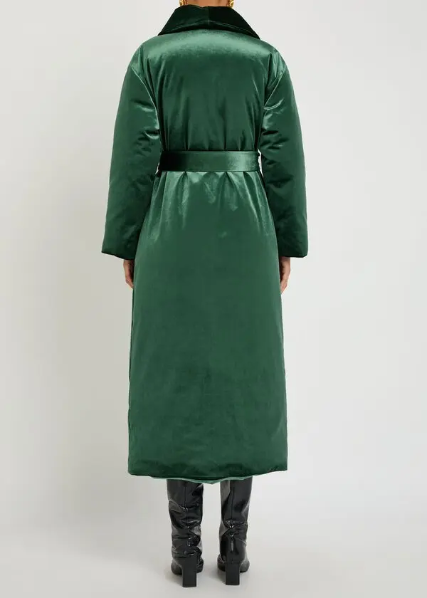 Alice + Olivia Ima Padded Belted Velvet Coat