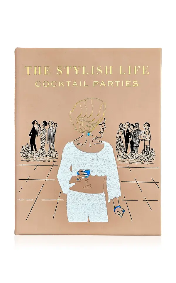 GRAPHIC IMAGE The Stylish Life Of Cocktail Parties Leather Hardcover Book - Tan