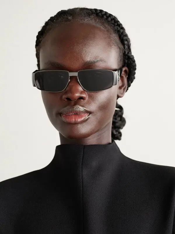 Celine Triomphe Rectangle-frame Sunglasses - Silver