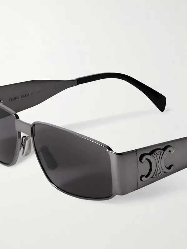 Celine Triomphe Rectangle-frame Sunglasses - Silver