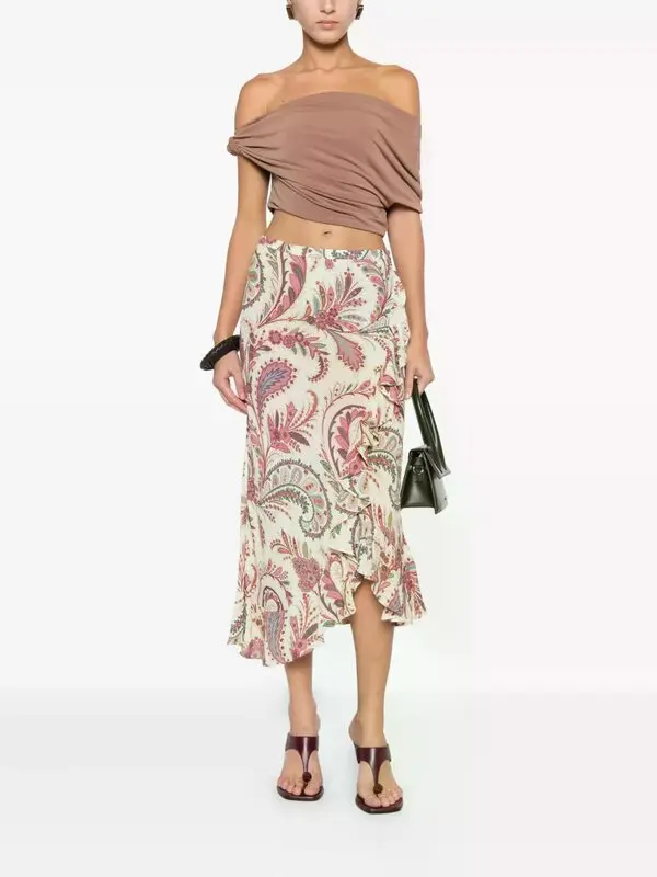 Etro Paisley Asymmetric Skirt - Neutrals