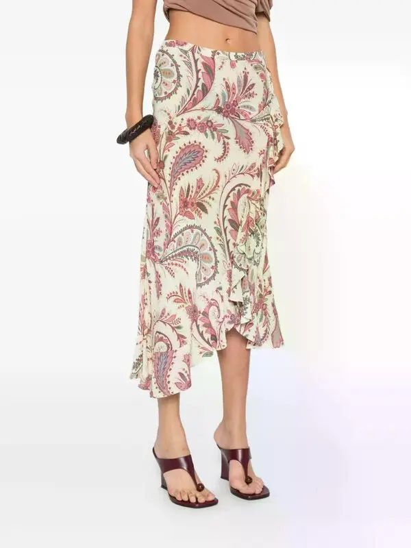 Etro Paisley Asymmetric Skirt - Neutrals
