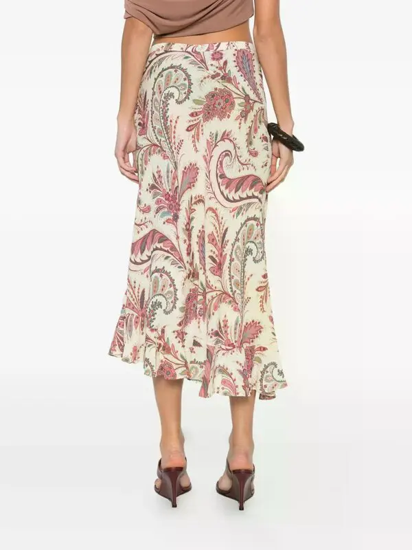 Etro Paisley Asymmetric Skirt - Neutrals