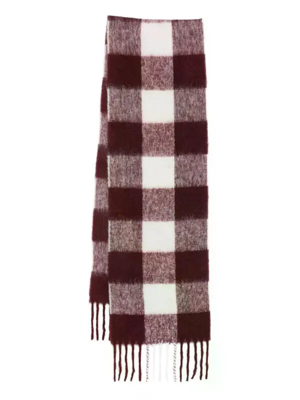 WRSTBHVR Rania Check-pattern Fringed Scarf - Red
