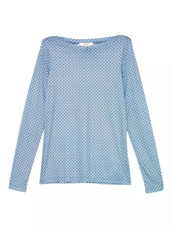 Malìparmi Geometric-print Boat-neck Top - Blue