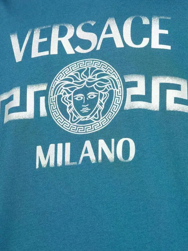 Versace Printed Cotton-jersey Regular T-shirt - Blue