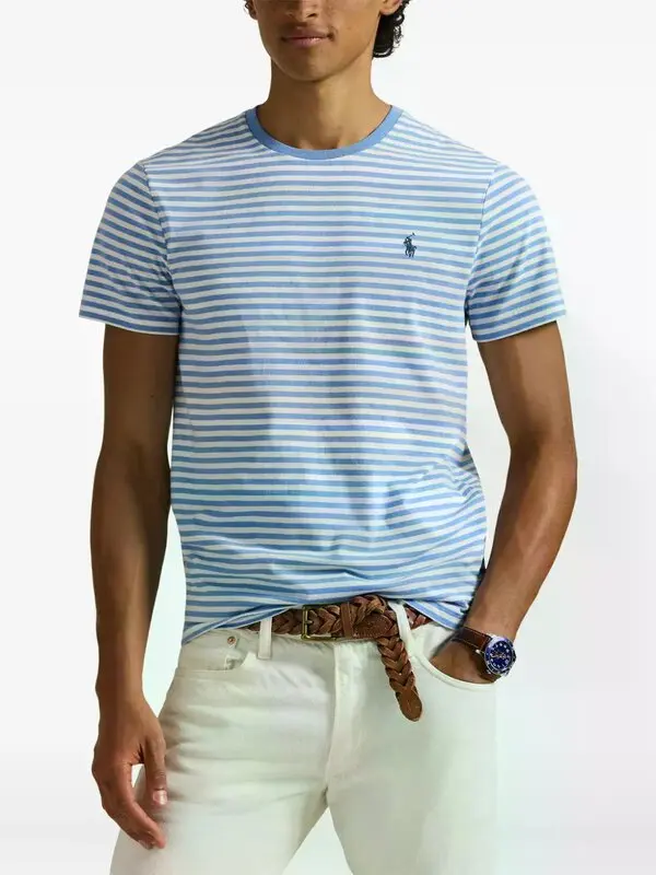 Polo Ralph Lauren Striped Logo-embroidered T-shirt - Blue