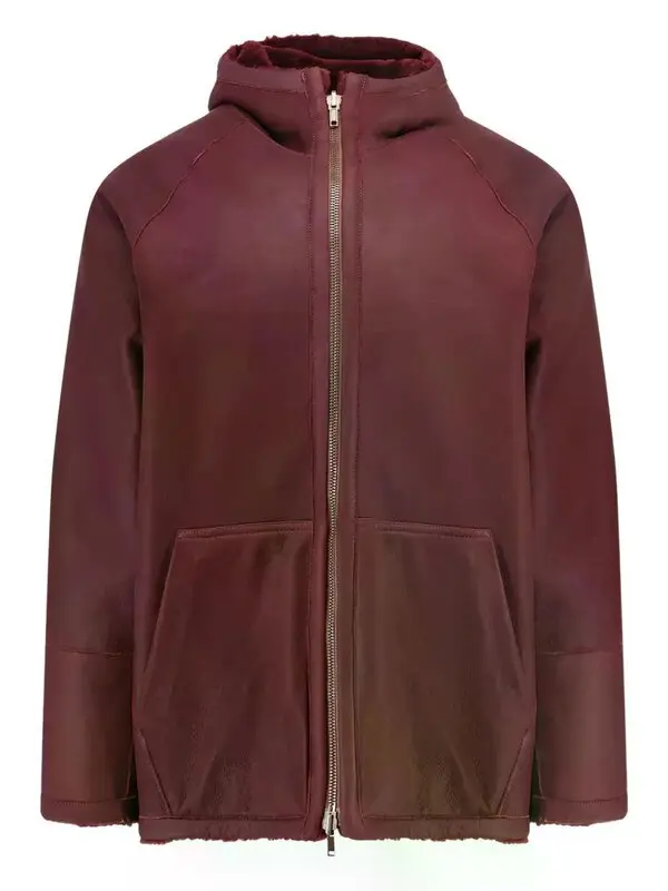 SALVATORE SANTORO Reversible Shearling Hooded Zip Jacket