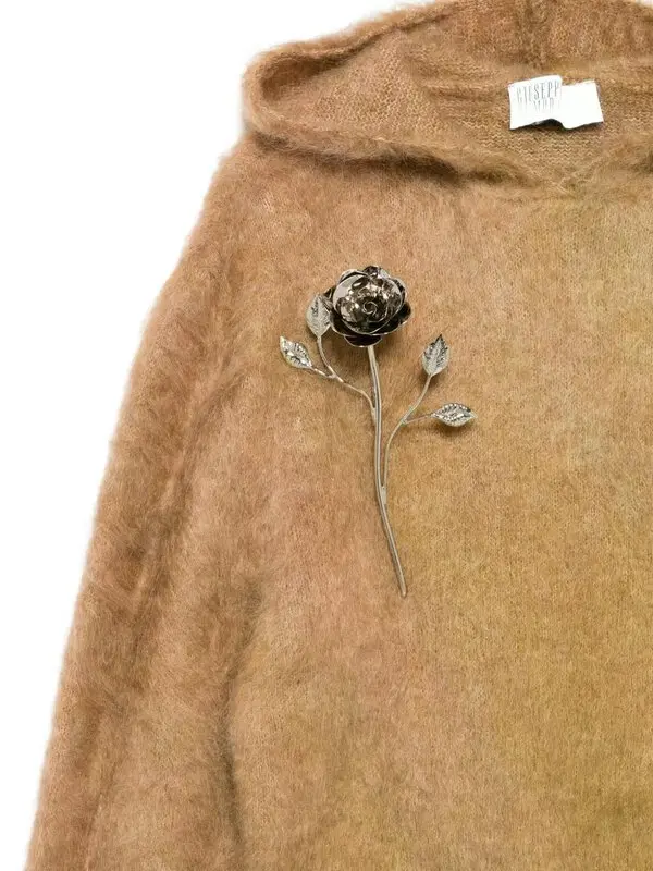 Giuseppe Di Morabito Floral-appliqué Hooded Sweater