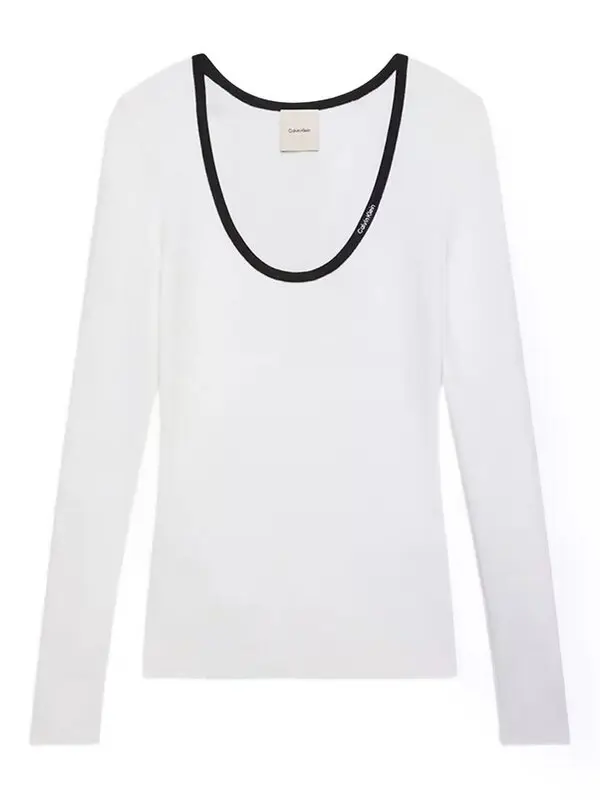Calvin Klein Ribbed Trim Top - White