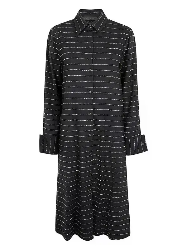 MARIA CALDERARA Buttoned Striped Dress