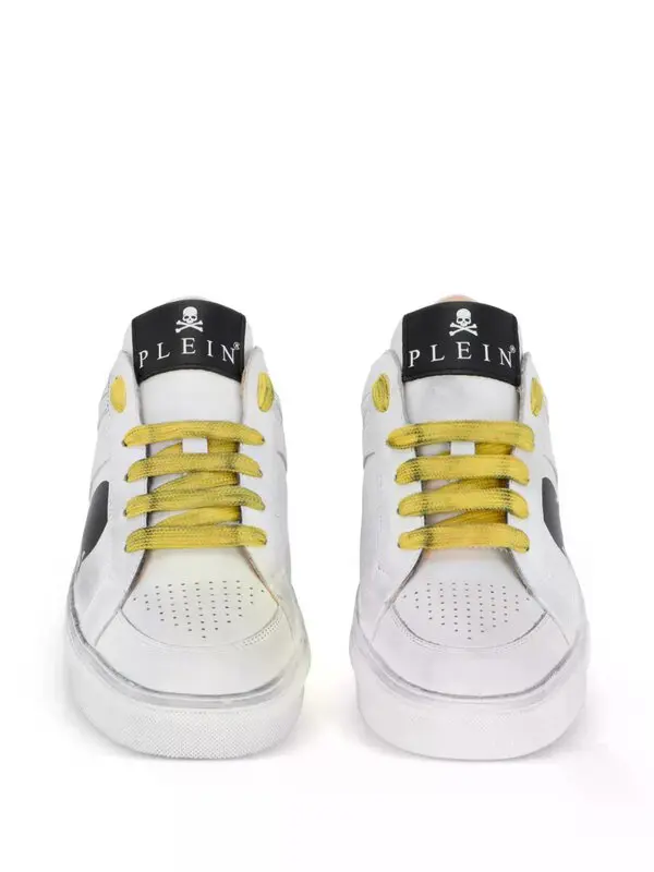Philipp Plein Leather Low-top Sneakers With Skull Motif - White