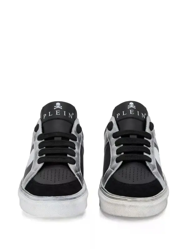 Philipp Plein Retro Kickz Leather Sneakers - Black