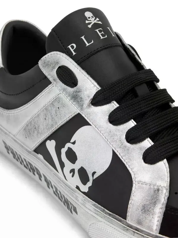 Philipp Plein Retro Kickz Leather Sneakers - Black