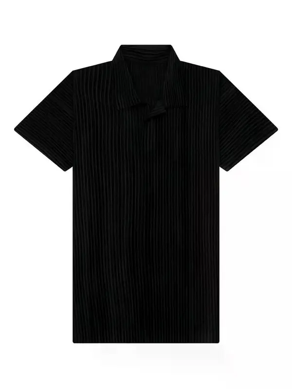 Issey Miyake Pleated Polo Shirt - Black