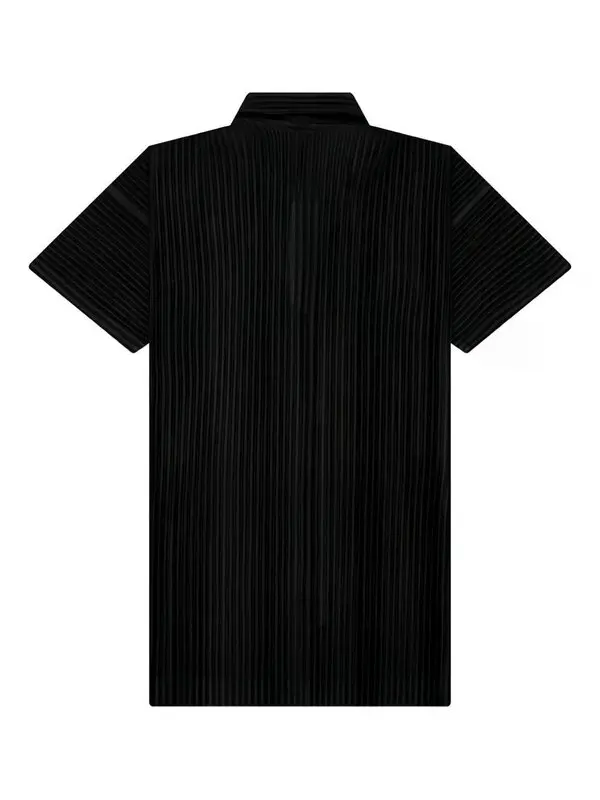 Issey Miyake Pleated Polo Shirt - Black