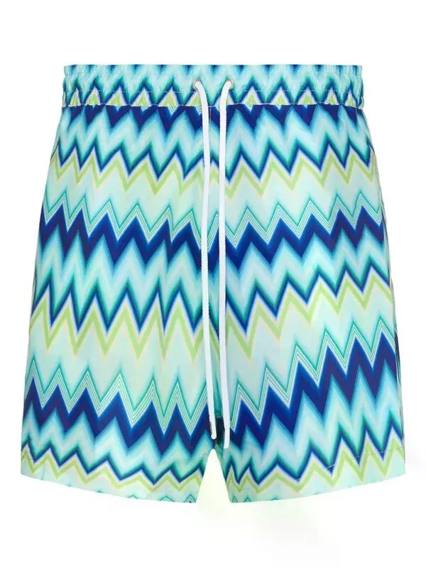 Missoni Zigzag-pattern Swim Shorts - Blue