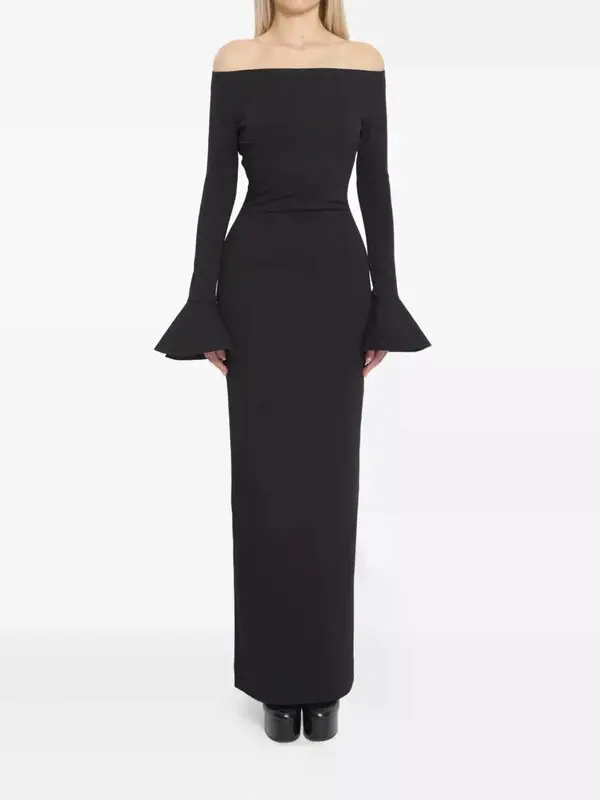 Solace London Anica Flared-cuff Maxi Dress - Black