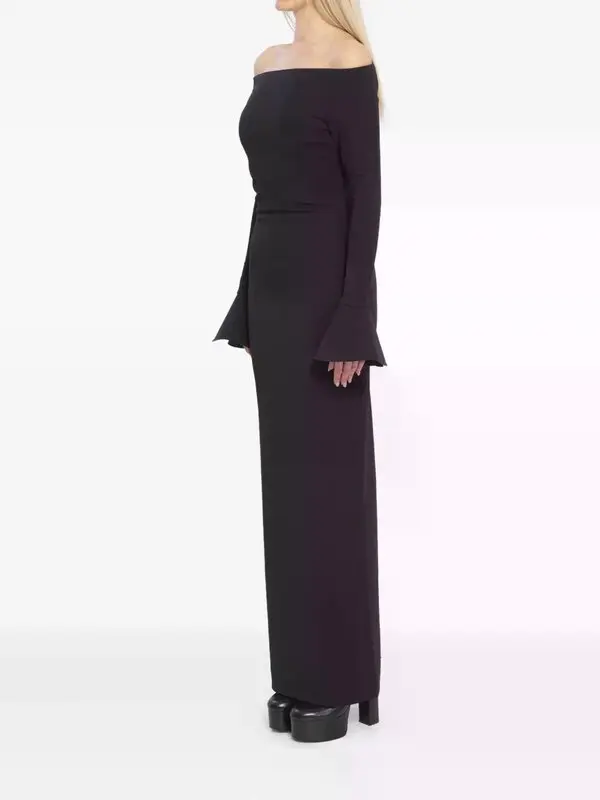 Solace London Anica Flared-cuff Maxi Dress - Black