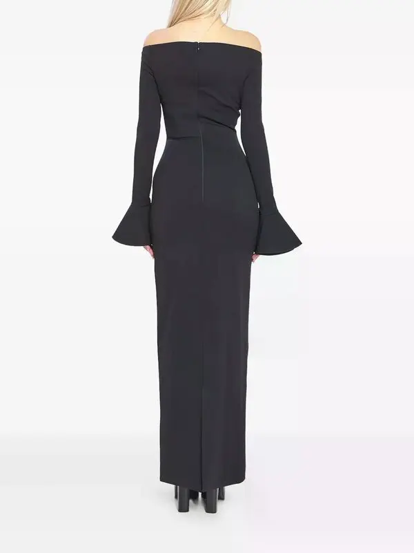 Solace London Anica Flared-cuff Maxi Dress - Black