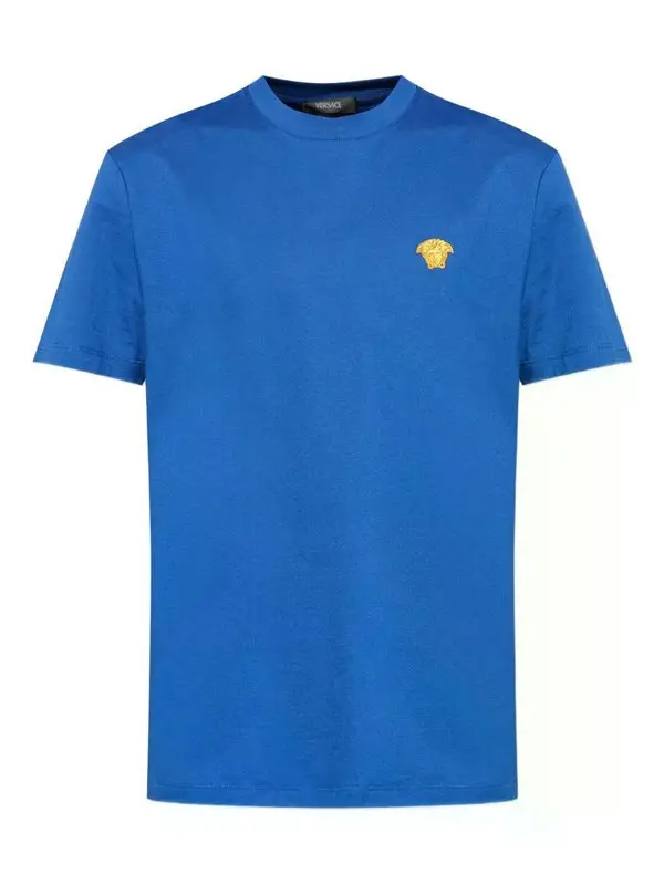 Versace Embroidered Cotton-jersey T-shirt - Blue