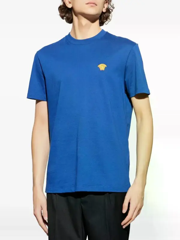 Versace Embroidered Cotton-jersey T-shirt - Blue