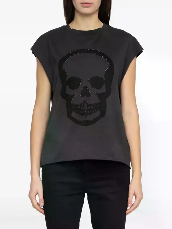Zadig&Voltaire Cloe Skull Holes Tank Top - Grey