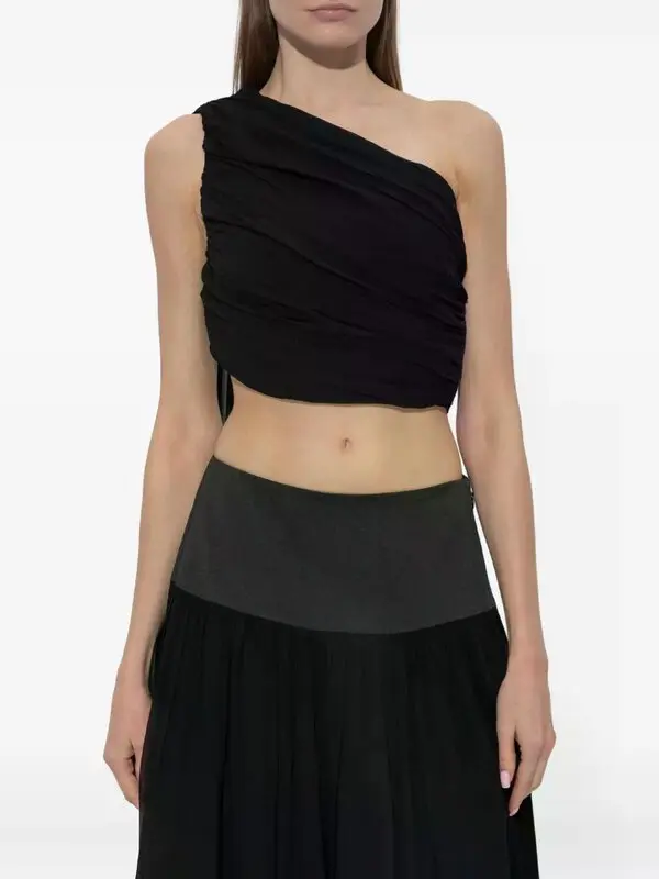 Posse Solene Draped One-shoulder Top - Black
