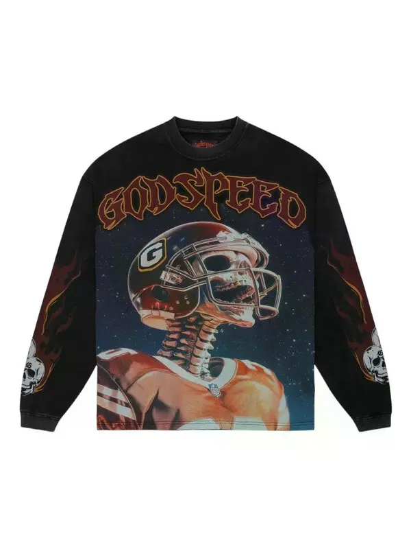 GODSPEED Graphic Print Long-sleeve Sweatshirt - Black