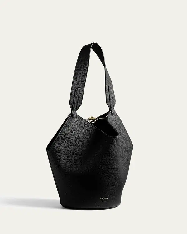 Khaite Lotus Mini Pebble Leather Tote Bag - Black