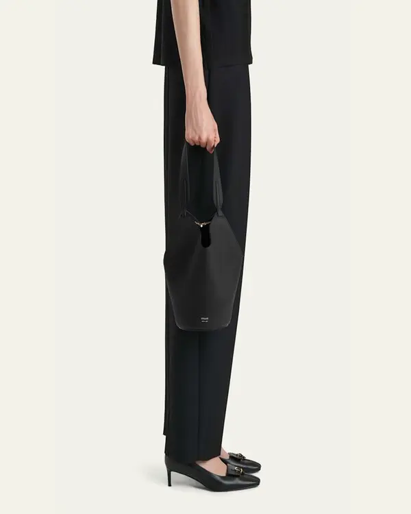 Khaite Lotus Mini Pebble Leather Tote Bag - Black
