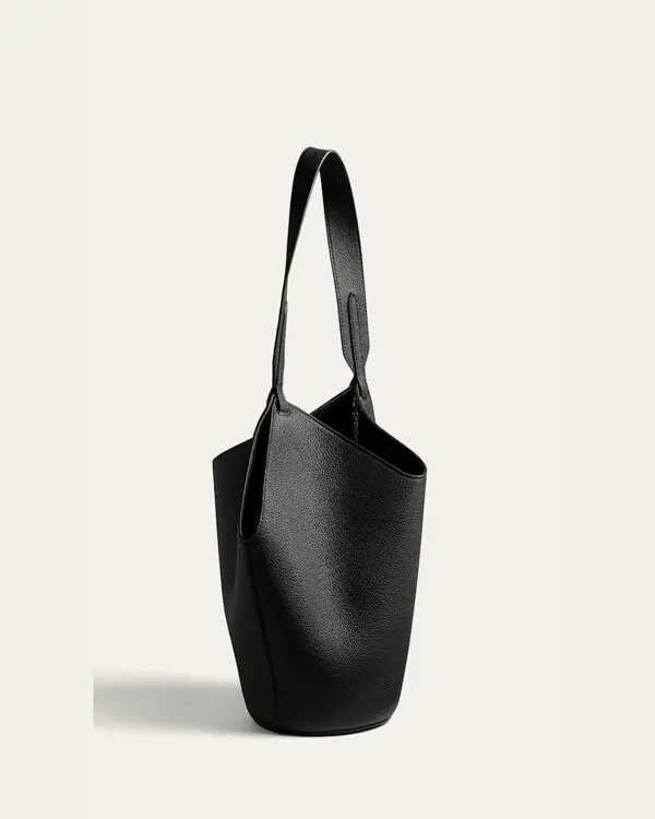 Khaite Lotus Mini Pebble Leather Tote Bag - Black