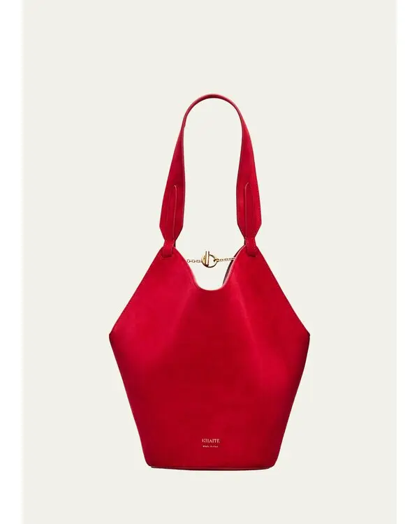 Khaite Lotus Mini Suede Tote Bag - Ruby