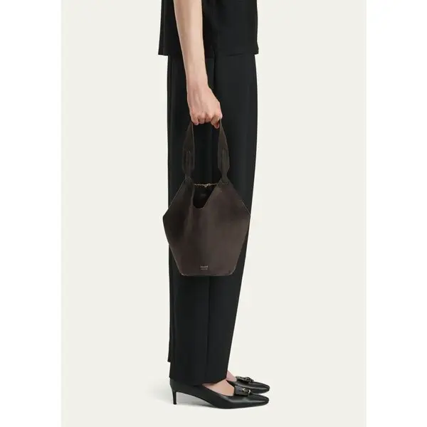 Khaite Lotus Mini Suede Tote Bag - Ruby