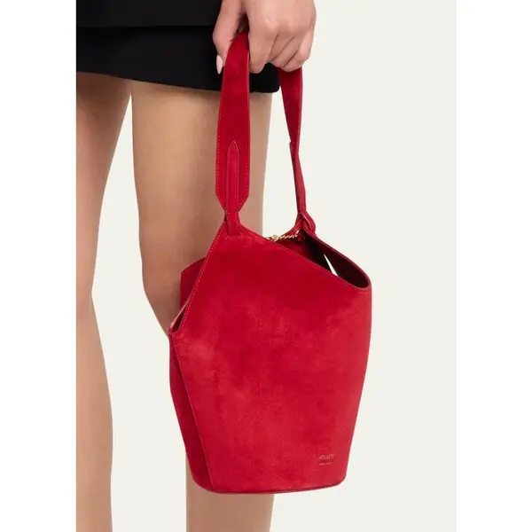 Khaite Lotus Mini Suede Tote Bag - Ruby