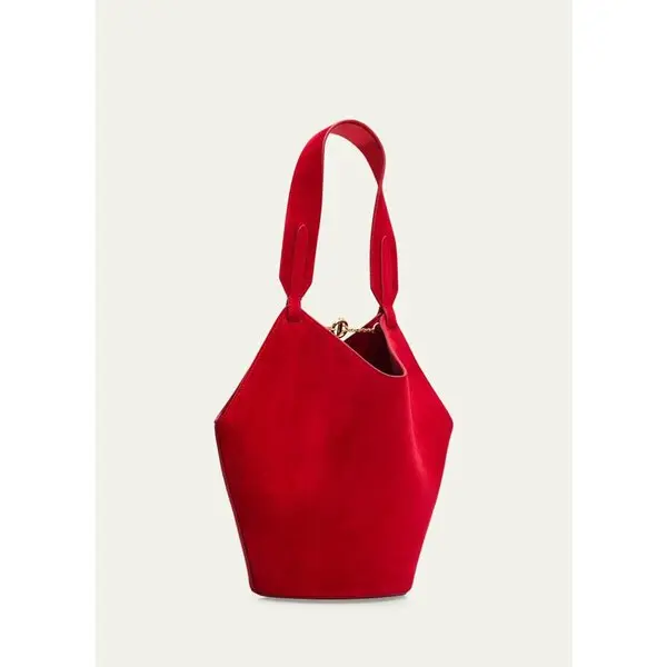 Khaite Lotus Mini Suede Tote Bag - Ruby