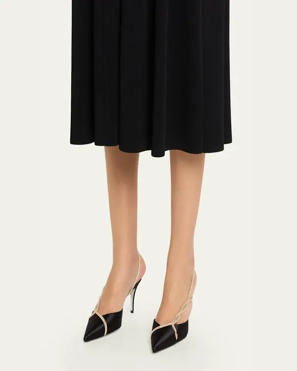 Rene Caovilla 80mm Embellished Braided Satin Pumps
