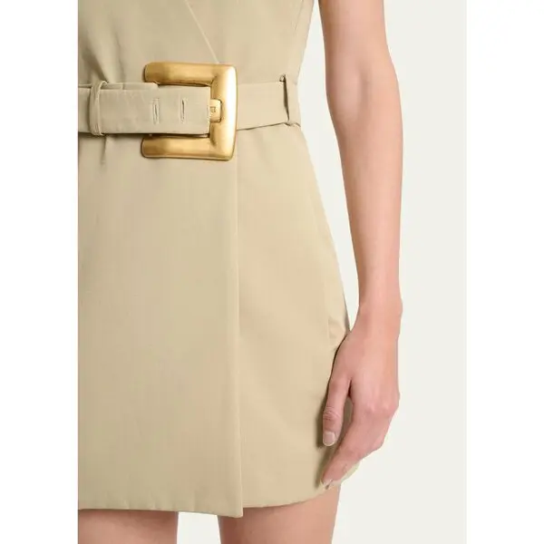 Balmain Belted Gabardine Mini Dress