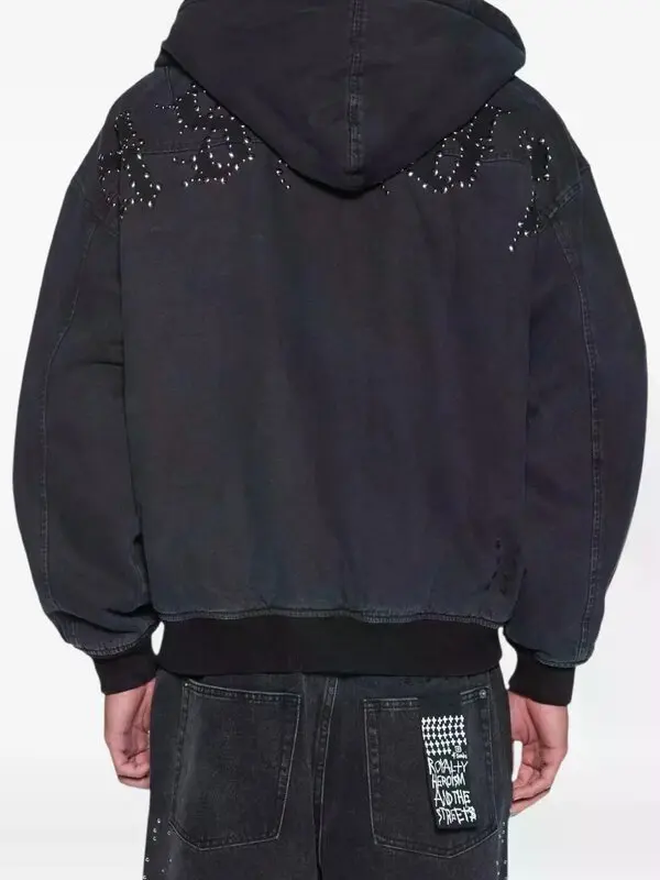Ksubi Studded Hooded Bomber Jacket In Black - 20% Off | Editorialist