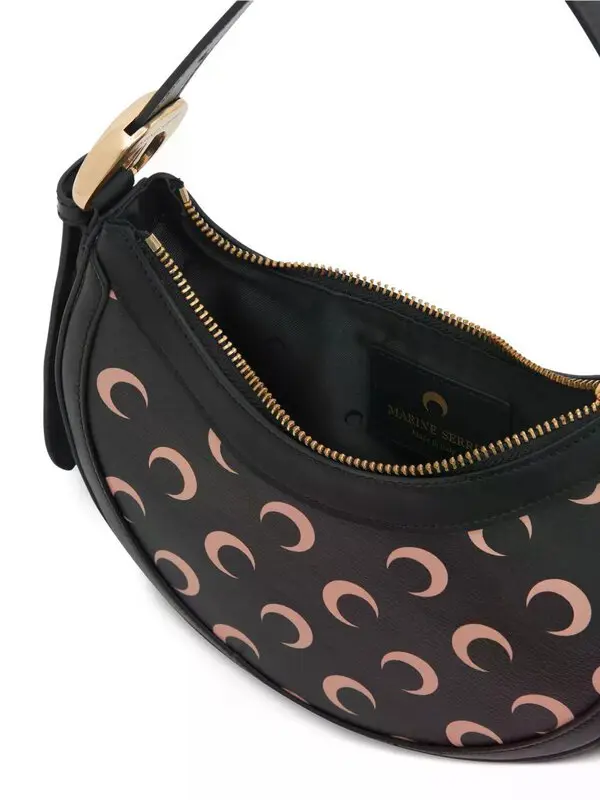 MARINE SERRE Mini Eclips Moon-print Shoulder Bag - Black