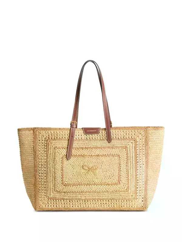 ANYA HINDMARCH Large Raffia Tote Bag - Neutrals