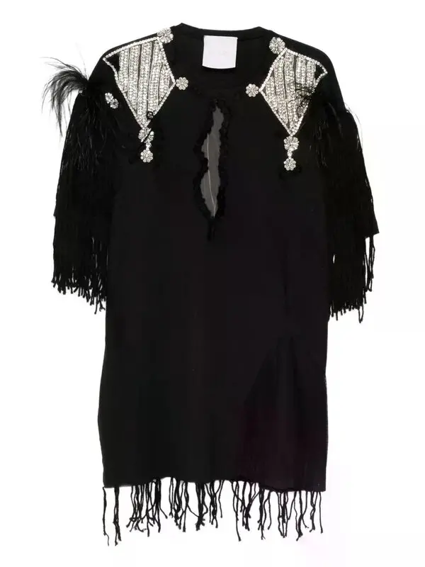 LOULOU Feather-embellished Mini Dress