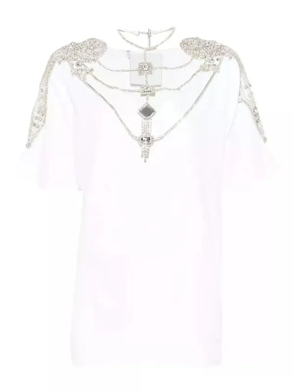 LOULOU Embellished-chain Top - White
