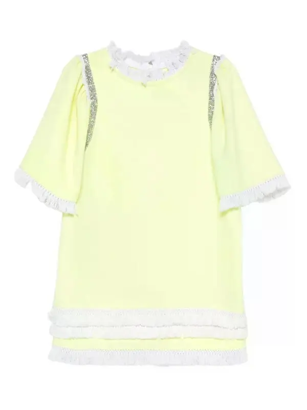 LOULOU Fringe-trim Mini Dress - Yellow
