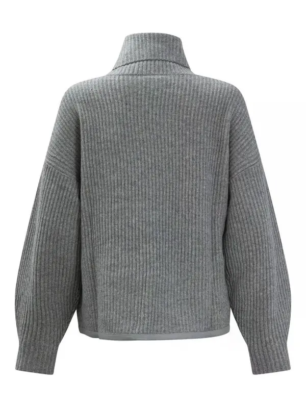 Max & Moi Roll-neck Ribbed Sweater - Grey