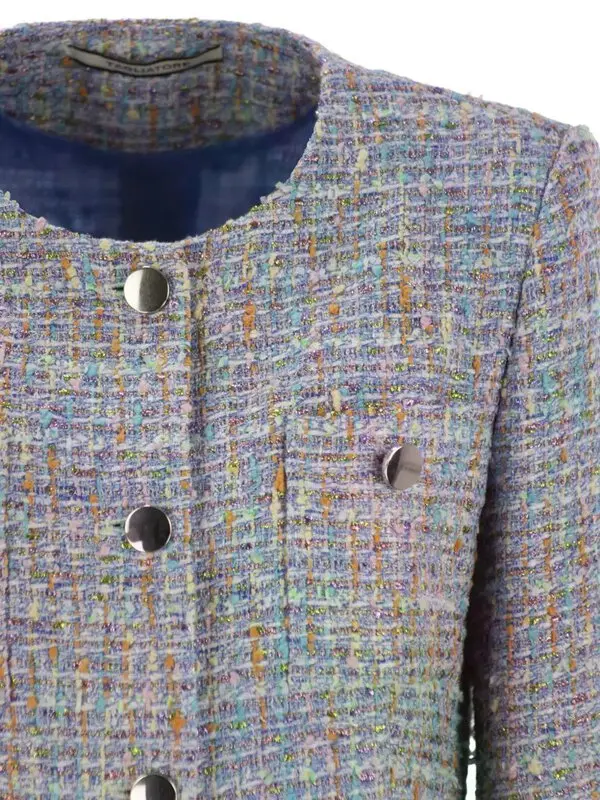 Tagliatore Crew-neck Jacket With Patch Pockets - Blue