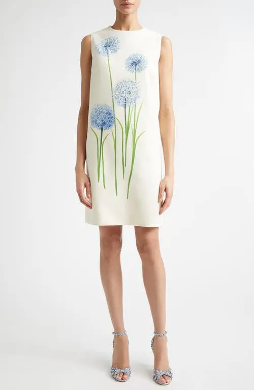 Oscar De La Renta Allium Print Shift Dress - Blue/white